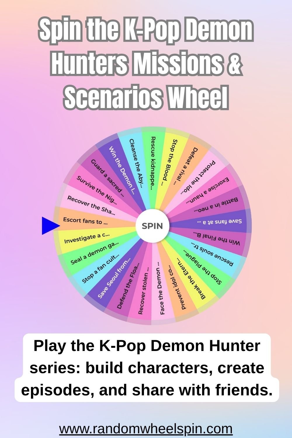 K-Pop Demon Hunters Missions Generator Wheel