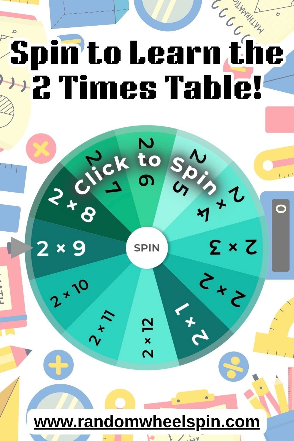 Math 2 Times Table Spinner Wheel