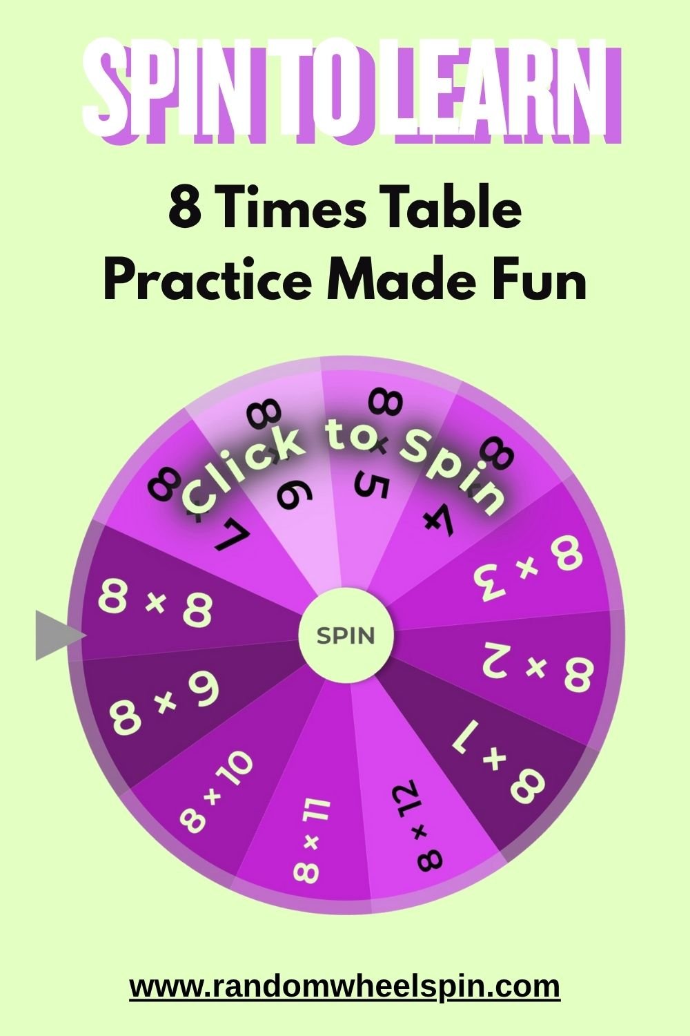 Math 8 Times Table Spinner Wheel