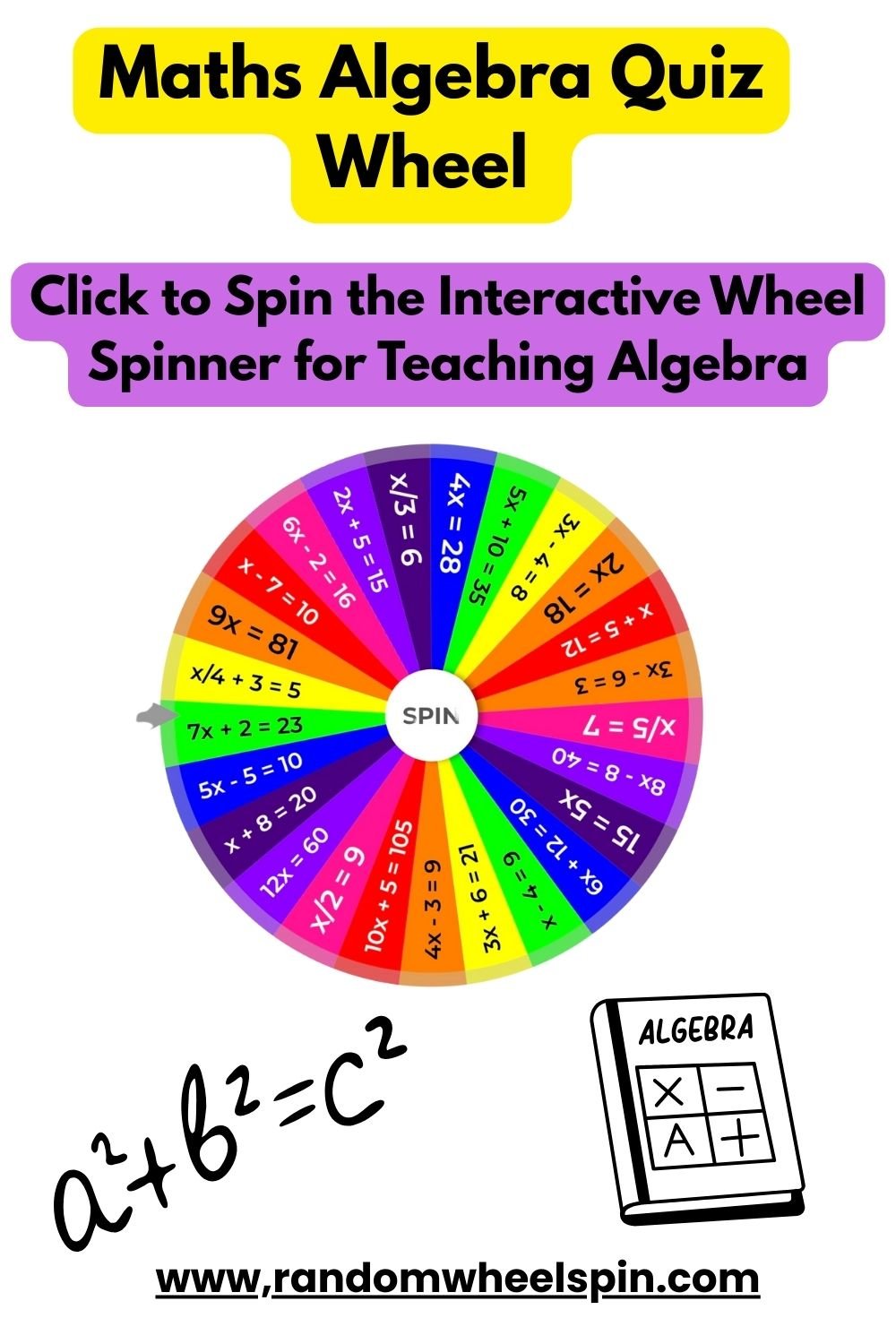 Maths Algebra Quiz Wheel | Learn Algebra the Fun Way